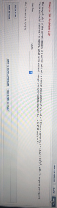 Solved PRINTER VERSION BACK NEXT Chapter 26, Problem 010 The | Chegg.com