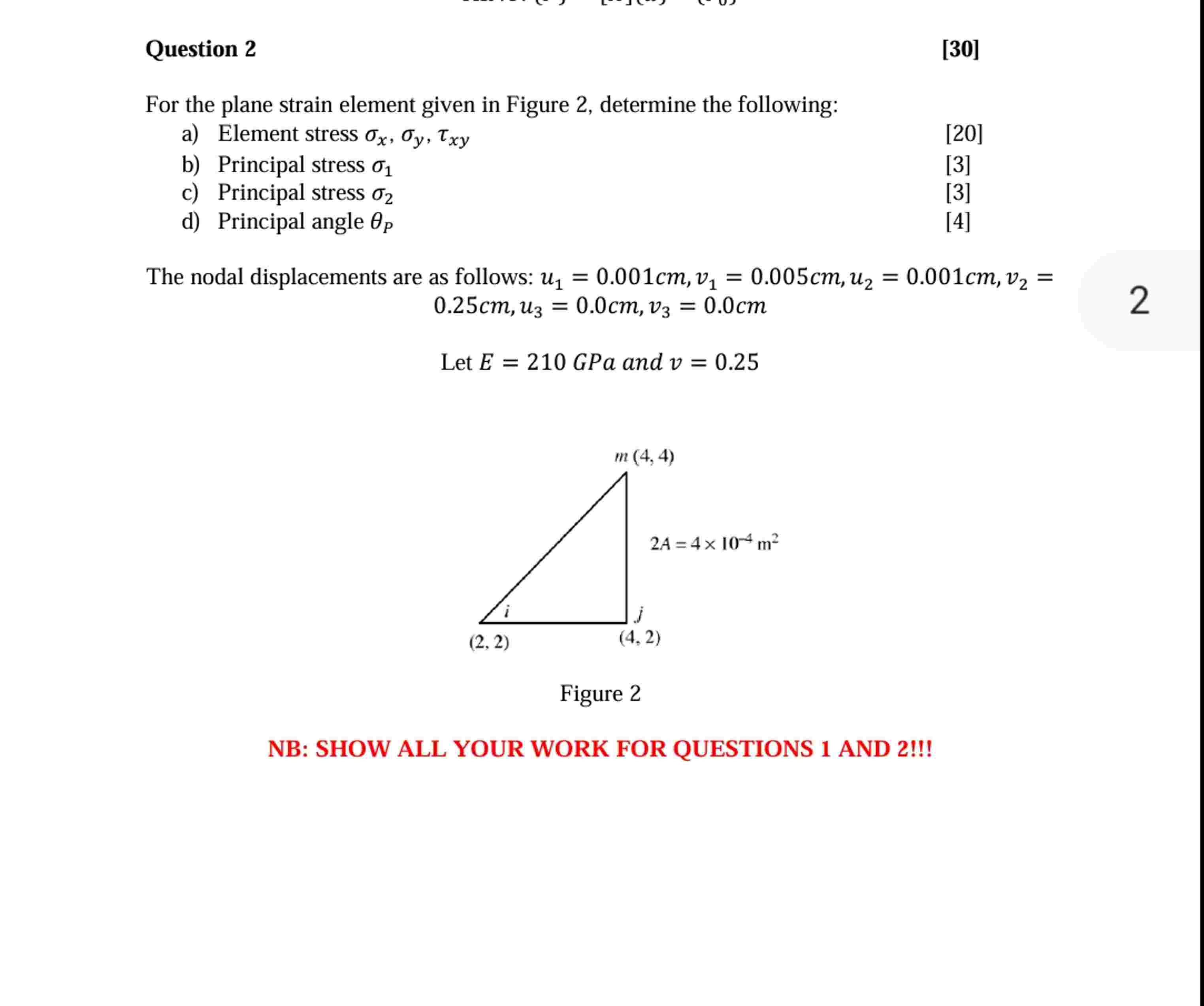 Solved Question 2For the plane strain element given in | Chegg.com