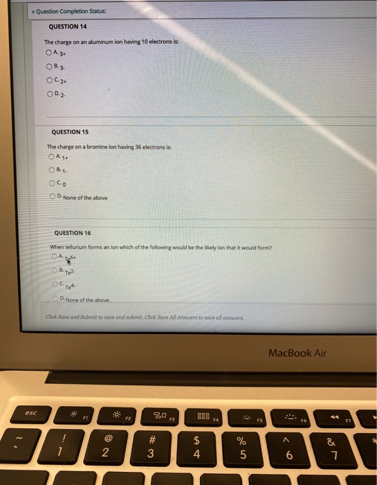 Solved Question Completion Status: QUESTION 14 The charge on | Chegg.com