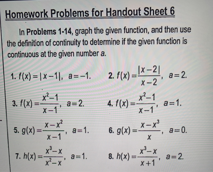 Solved Homework Problems for Handout Sheet 6 In Problems | Chegg.com