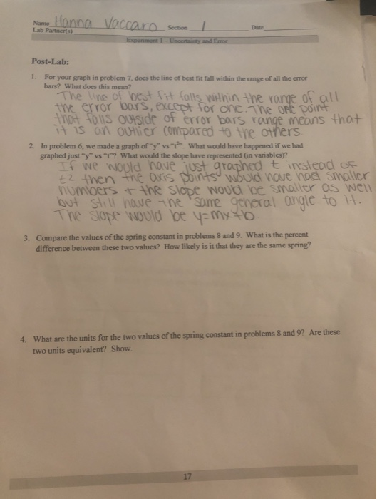 Solved Name Lab Partner(s) Section Date Experiment 1 - | Chegg.com