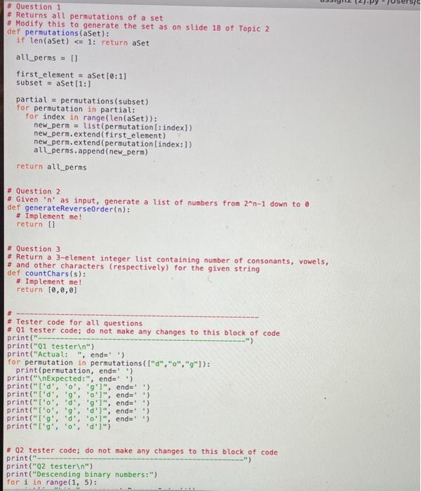 Solved Question 3 \# Return a 3-elenent integer list | Chegg.com