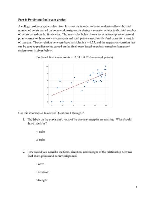 Solved Part 1: Predicting final exam grades A college | Chegg.com