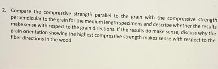 2. Compare the compressive strength parallel to the | Chegg.com