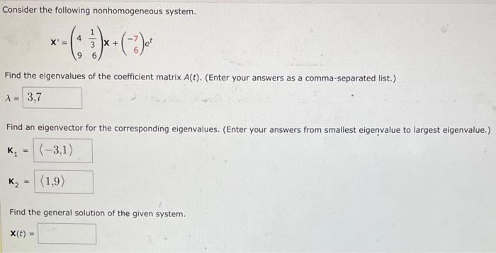 Solved Consider the following nonhomogeneous system. | Chegg.com