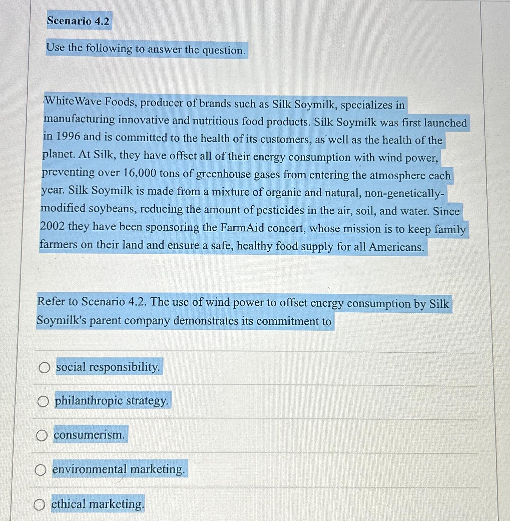 Solved Scenario 4.2Use the following to answer the | Chegg.com