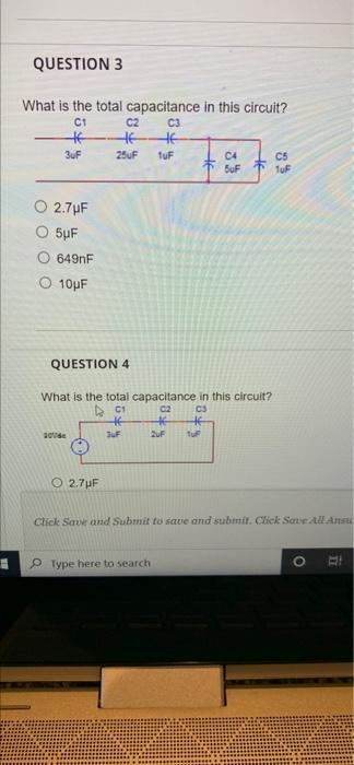 Solved QUESTION 3 What is the total capacitance in this | Chegg.com