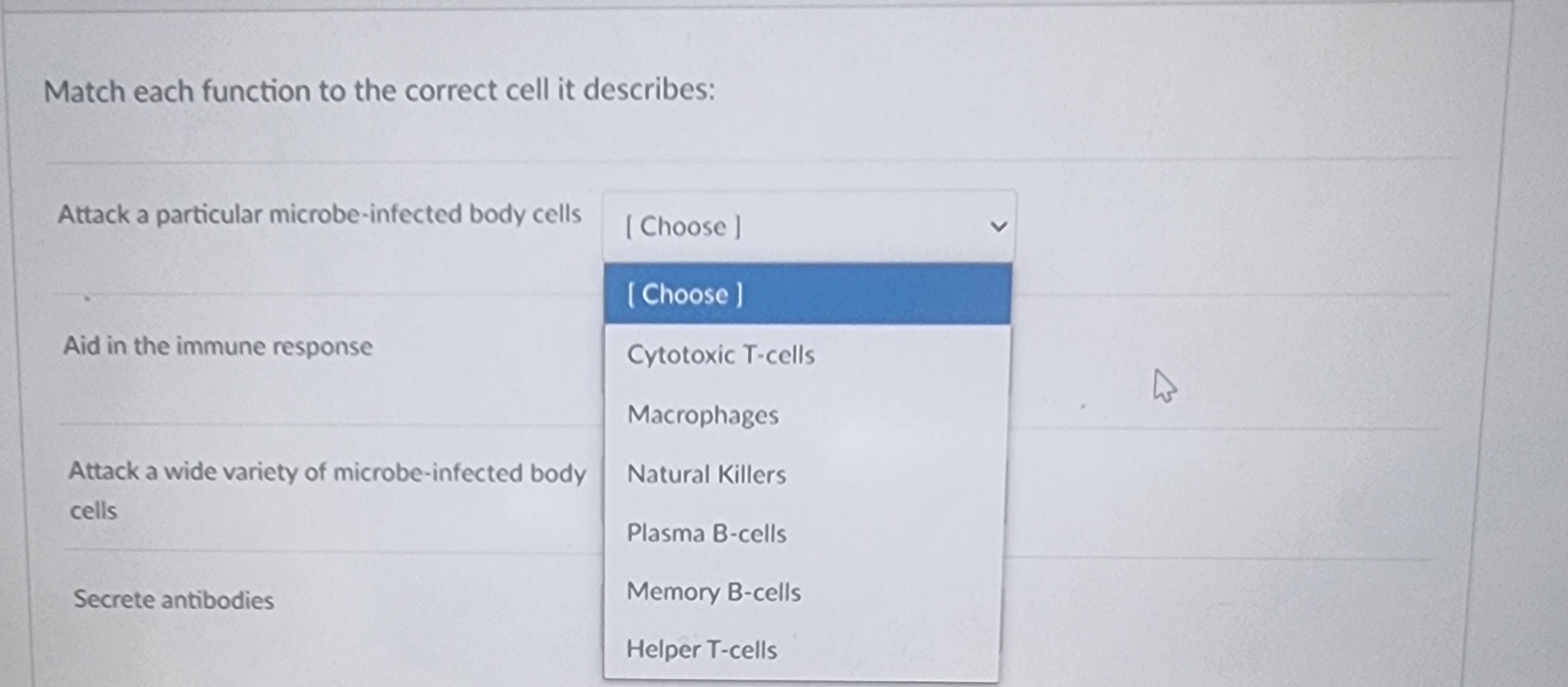Solved Match each function to the correct cell it describes: | Chegg.com