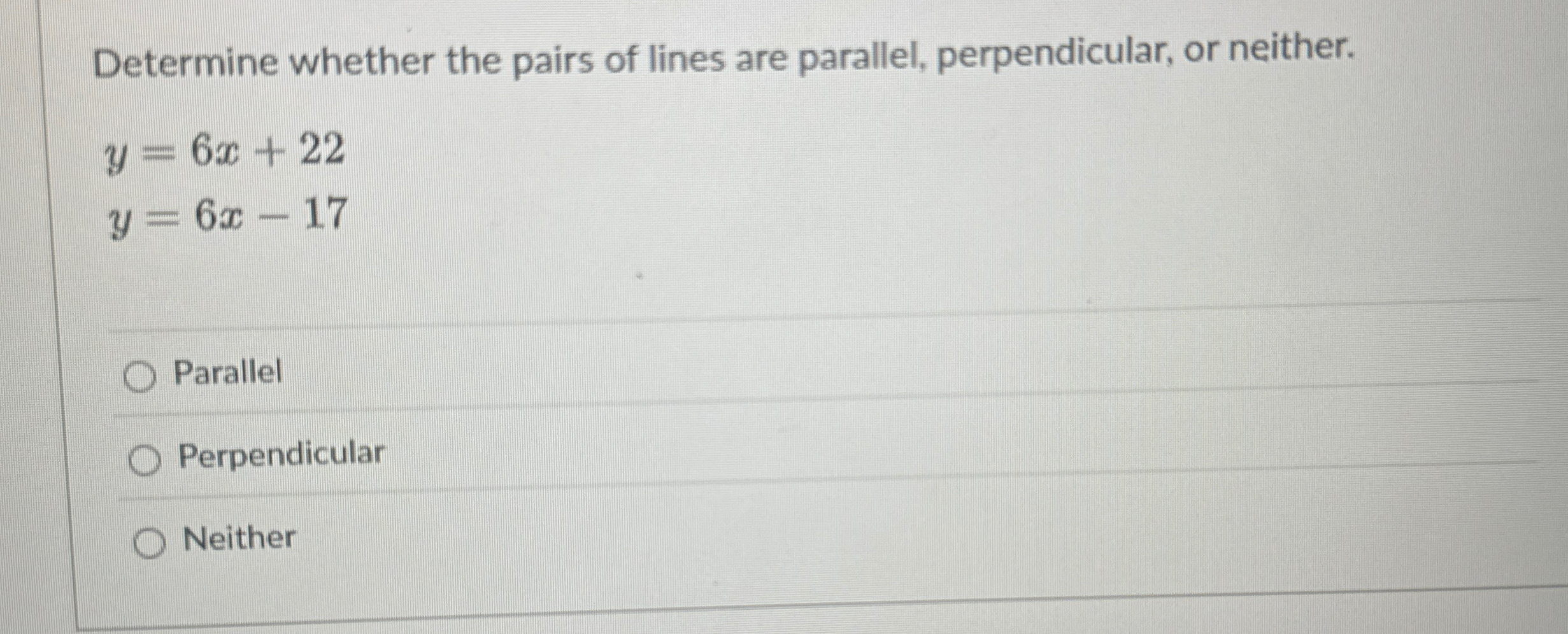 Solved Determine whether the pairs of lines are parallel, | Chegg.com
