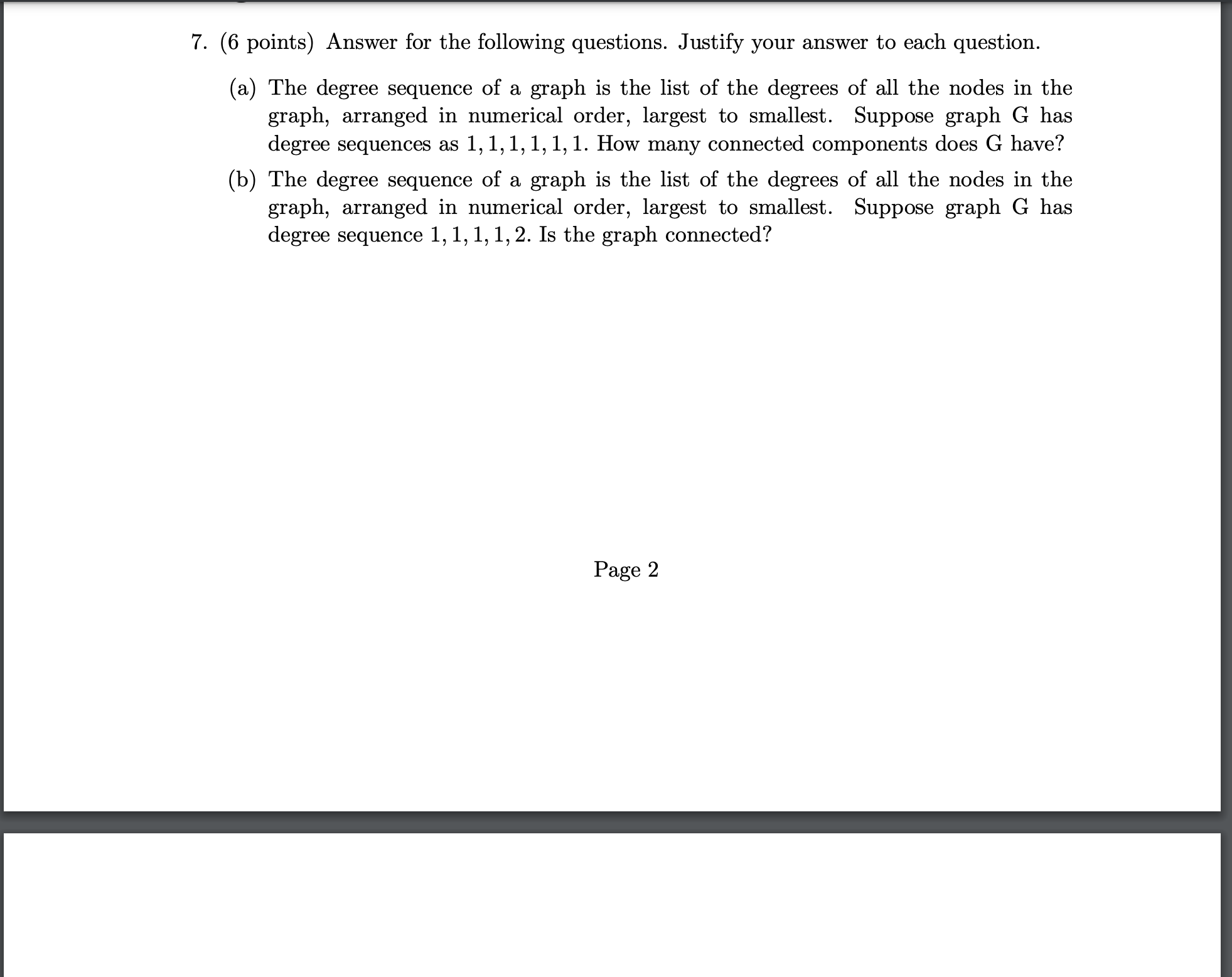 Solved (6 ﻿points) ﻿Answer for the following questions. | Chegg.com