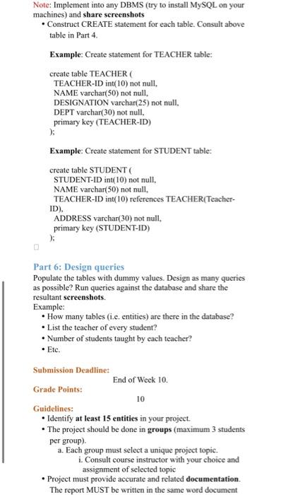 Solved DATABASE DESIGN TERM PROJECTS Student ID Student Name | Chegg.com