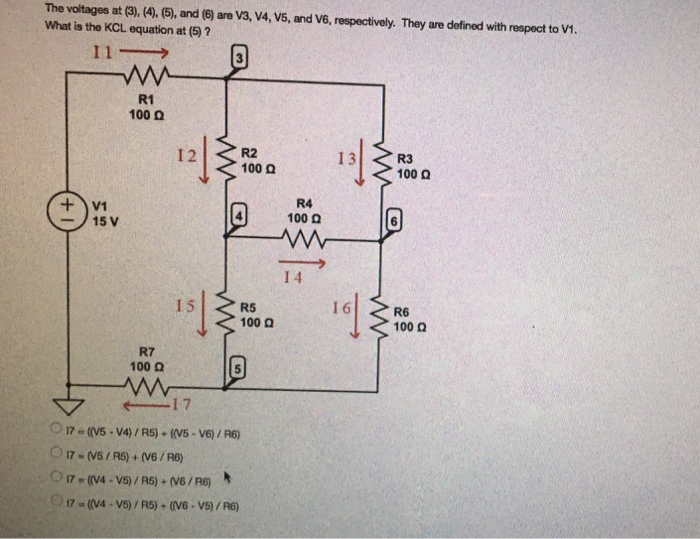 Solved The voltages at (3), (4), (5), and (6) are V3, V4, | Chegg.com