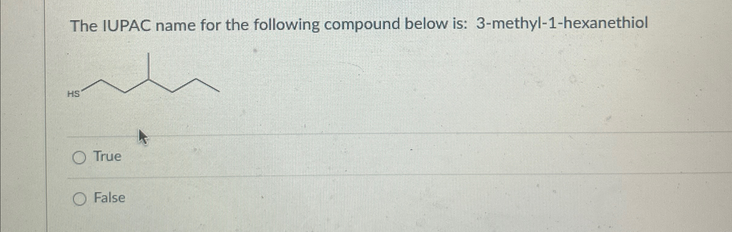 Solved The IUPAC name for the following compound below is: | Chegg.com