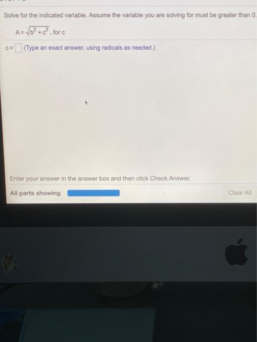 Solved Solve for the indicated variable. Assume the variable | Chegg.com
