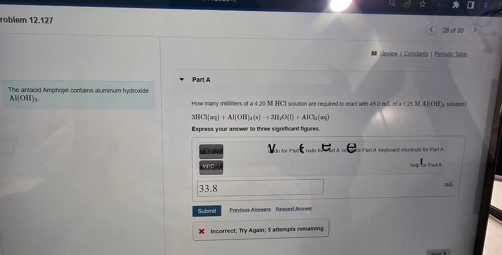 Solved roblem 12.127 28 of 30 Review | Constants / Periodic | Chegg.com