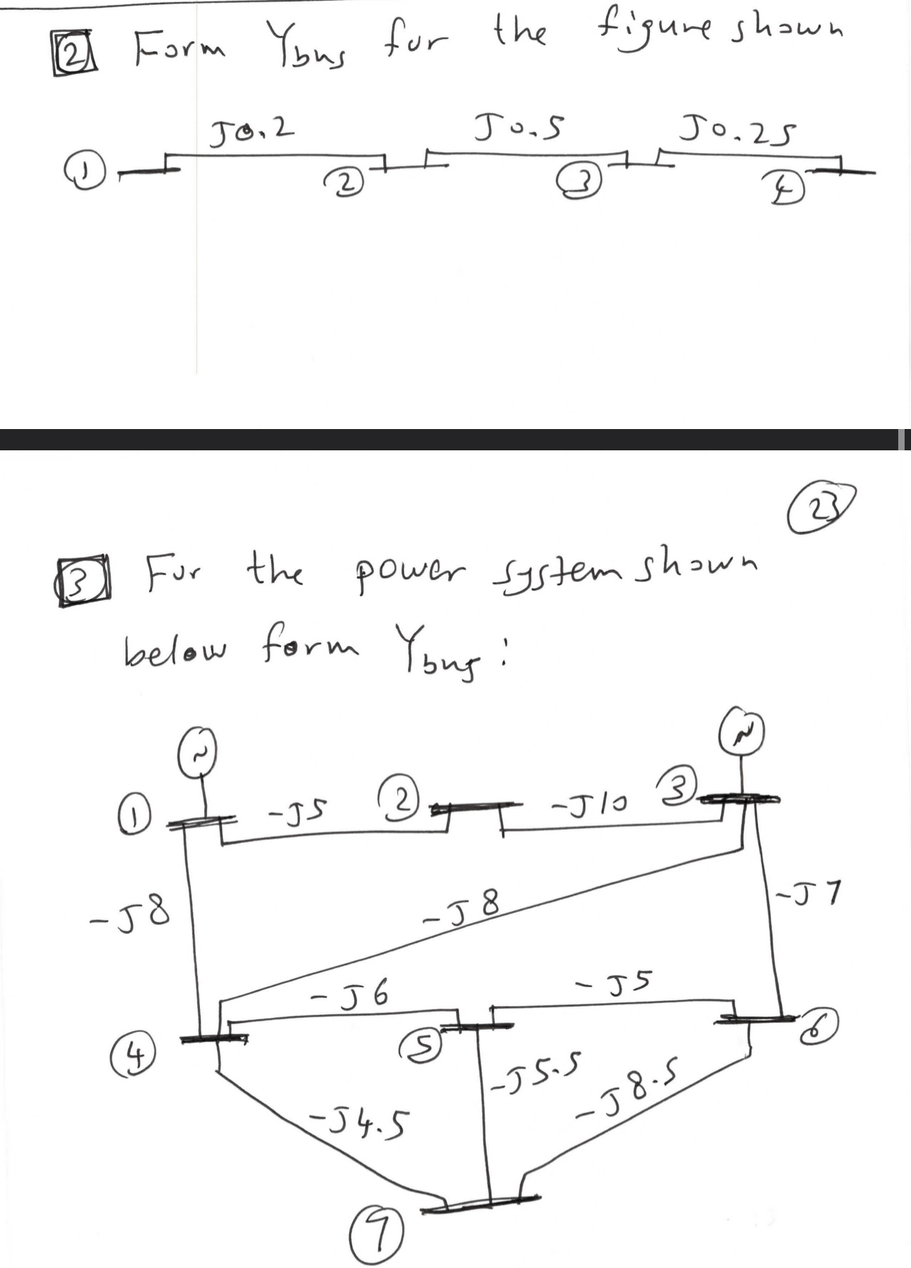 Solved (2) ﻿Form Ybus for the figure shown[3] ﻿For the power | Chegg.com