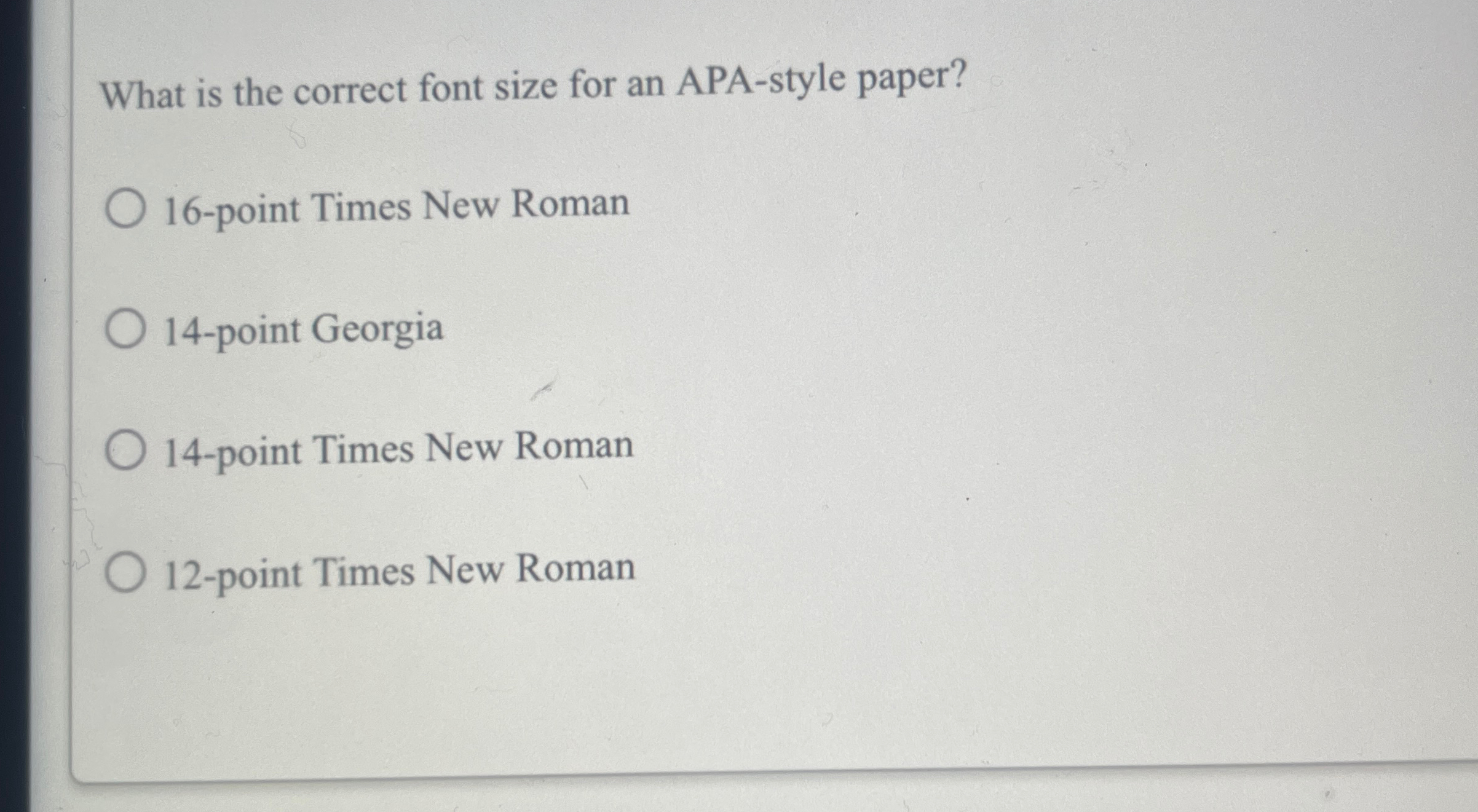 Solved What is the correct font size for an APA-style | Chegg.com
