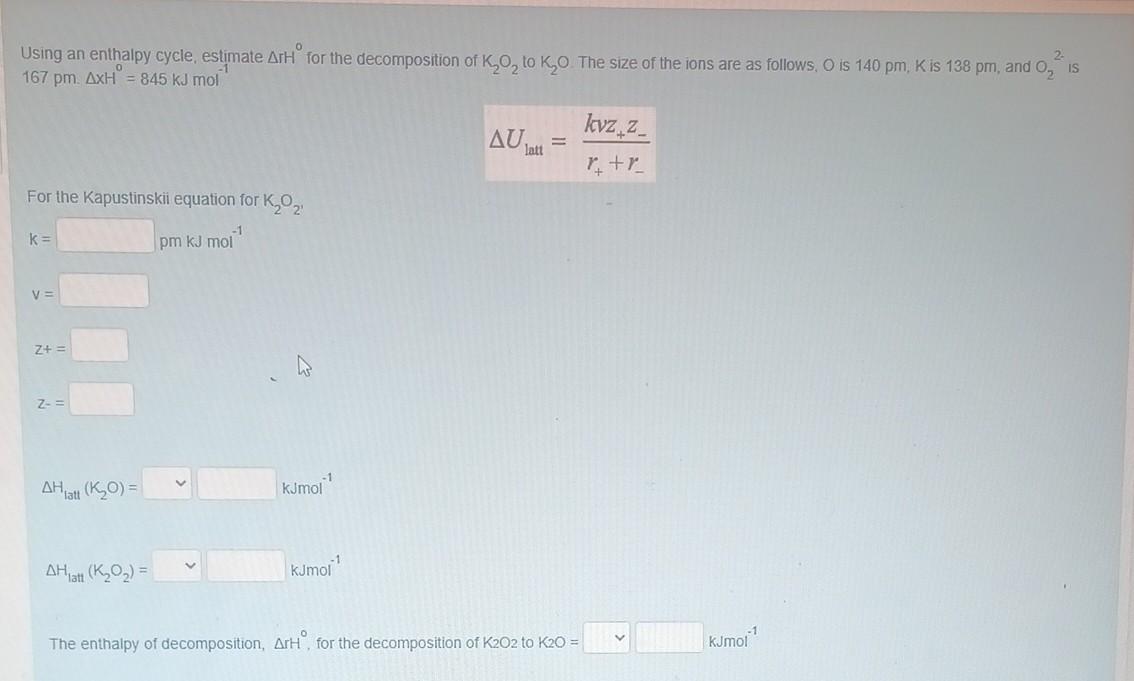 Using an enthalpy cycle, estimate rH∘ for the | Chegg.com