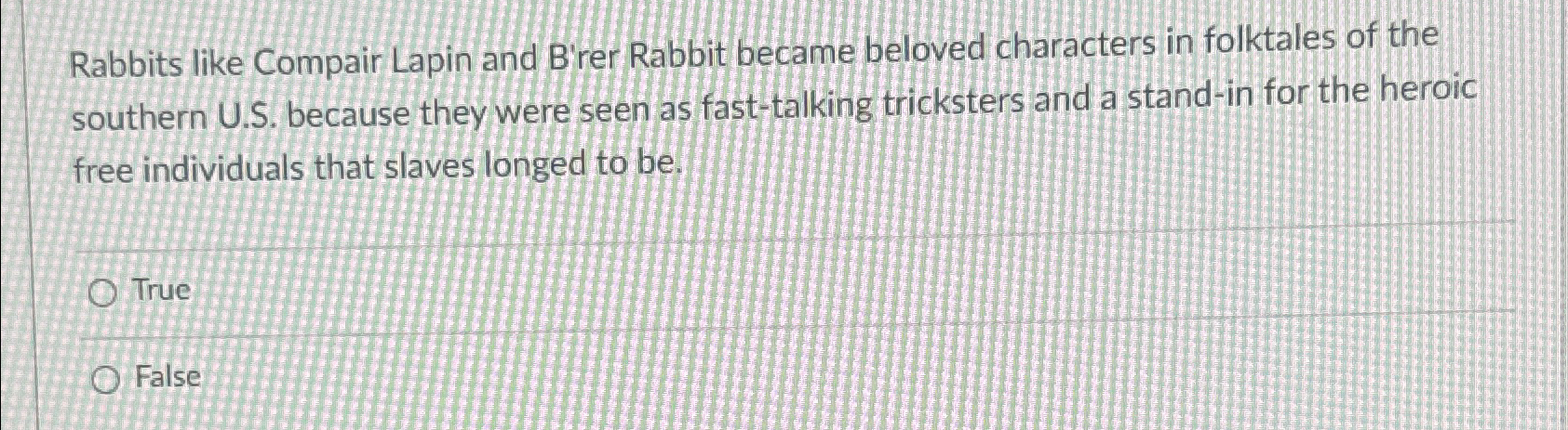 Solved Rabbits like Compair Lapin and B'rer Rabbit became | Chegg.com