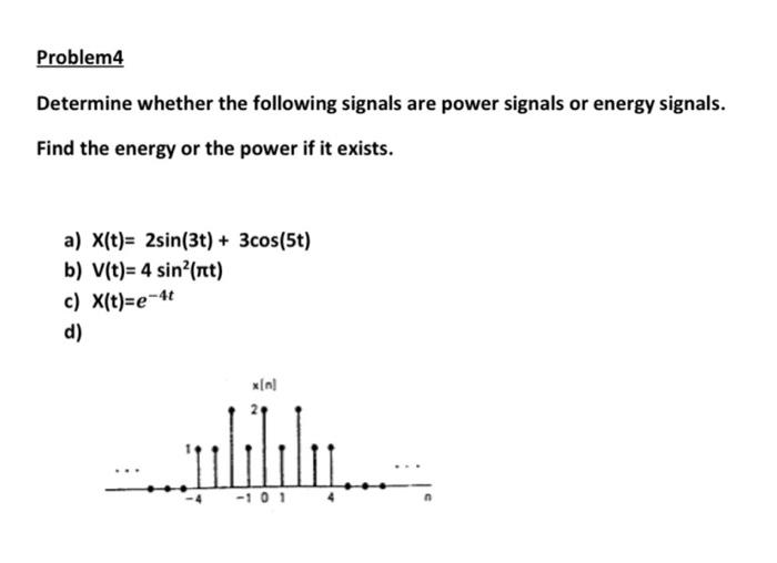 Solved Problem4 Determine whether the following signals are | Chegg.com