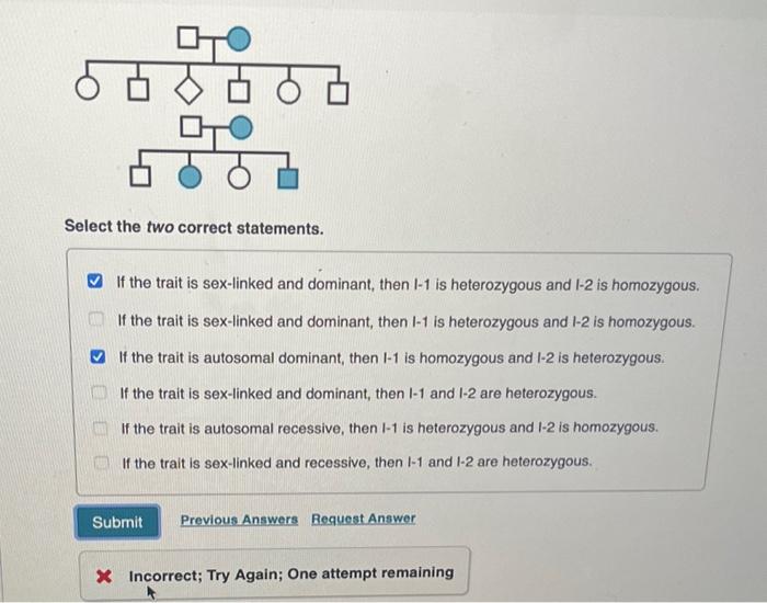 Solved Select the two correct statements. If the trait is | Chegg.com