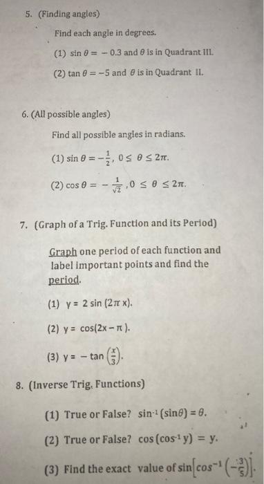 Solved 5. (Finding angles) Find each angle in degrees. (1) | Chegg.com