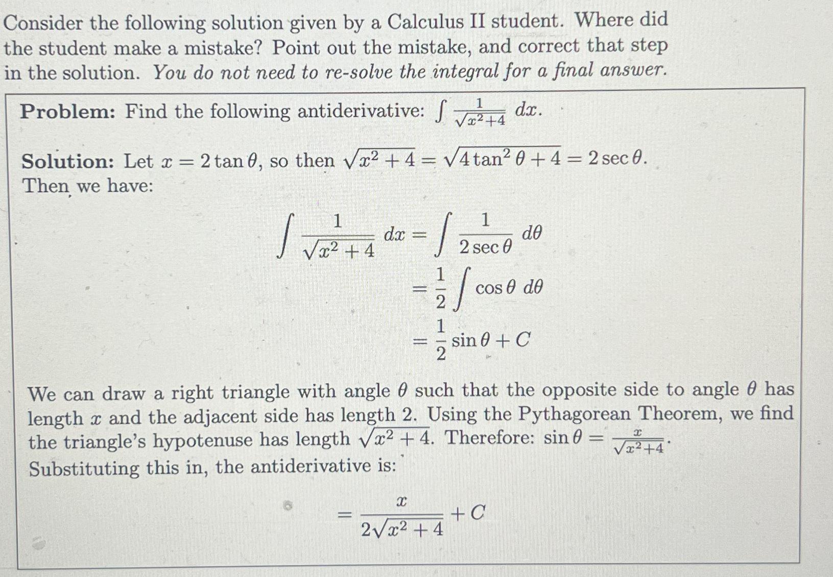 Solved Consider the following solution given by a Calculus | Chegg.com