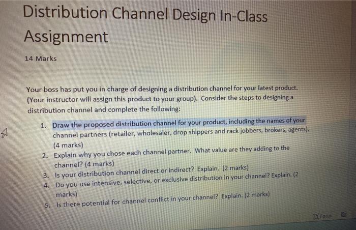 Solved Distribution Channel Design In-Class Assignment 14 | Chegg.com
