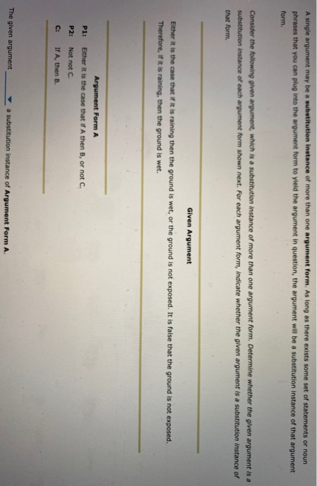 Solved A single argument may be a substitution Instance of | Chegg.com