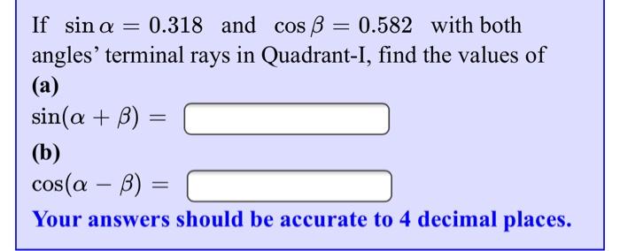 Solved If sin a = 0.274 and sinB = 0.697 with both angles' | Chegg.com