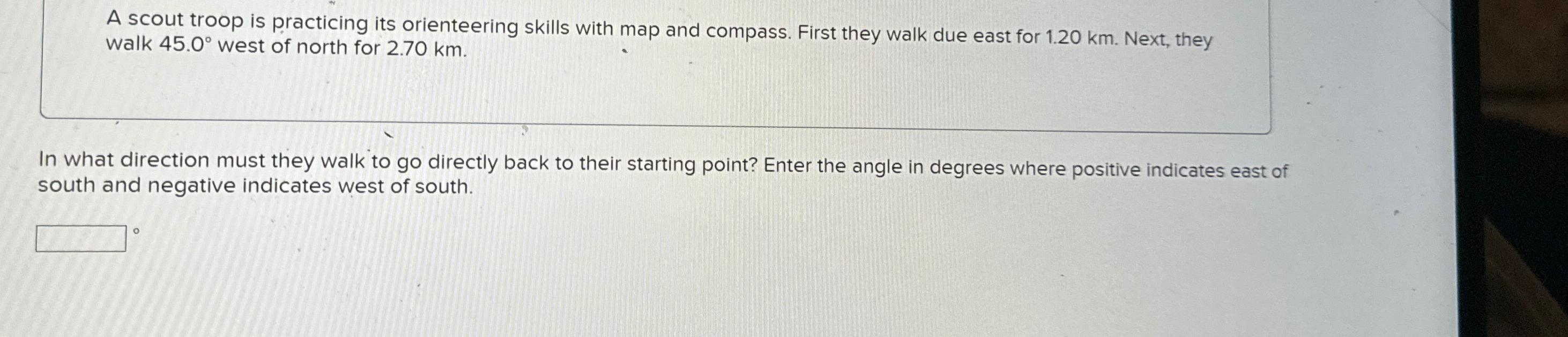 Solved A scout troop is practicing its orienteering skills | Chegg.com
