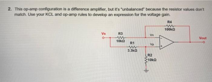 Solved 2. This op-amp configuration is a difference | Chegg.com