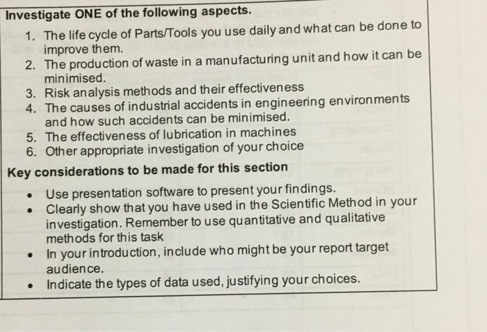 Solved Investigate ONE of the following aspects. 1. The life | Chegg.com