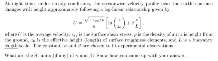 Solved At night time, under steady conditions, the | Chegg.com