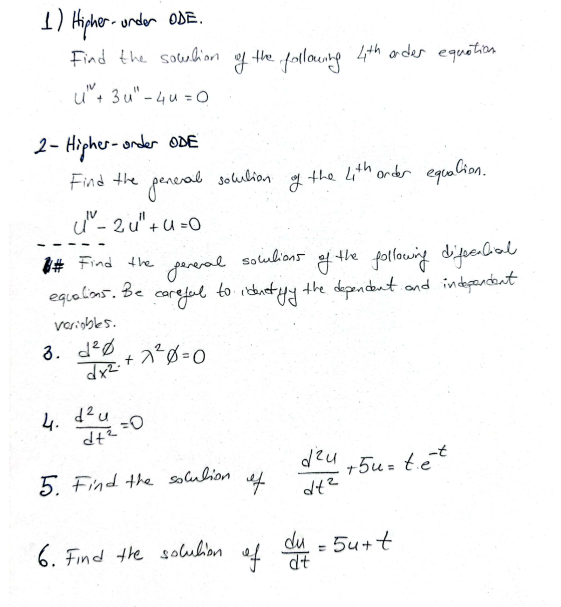 Solved 1)HiGher-under ODE.Find the sowtion of the following | Chegg.com