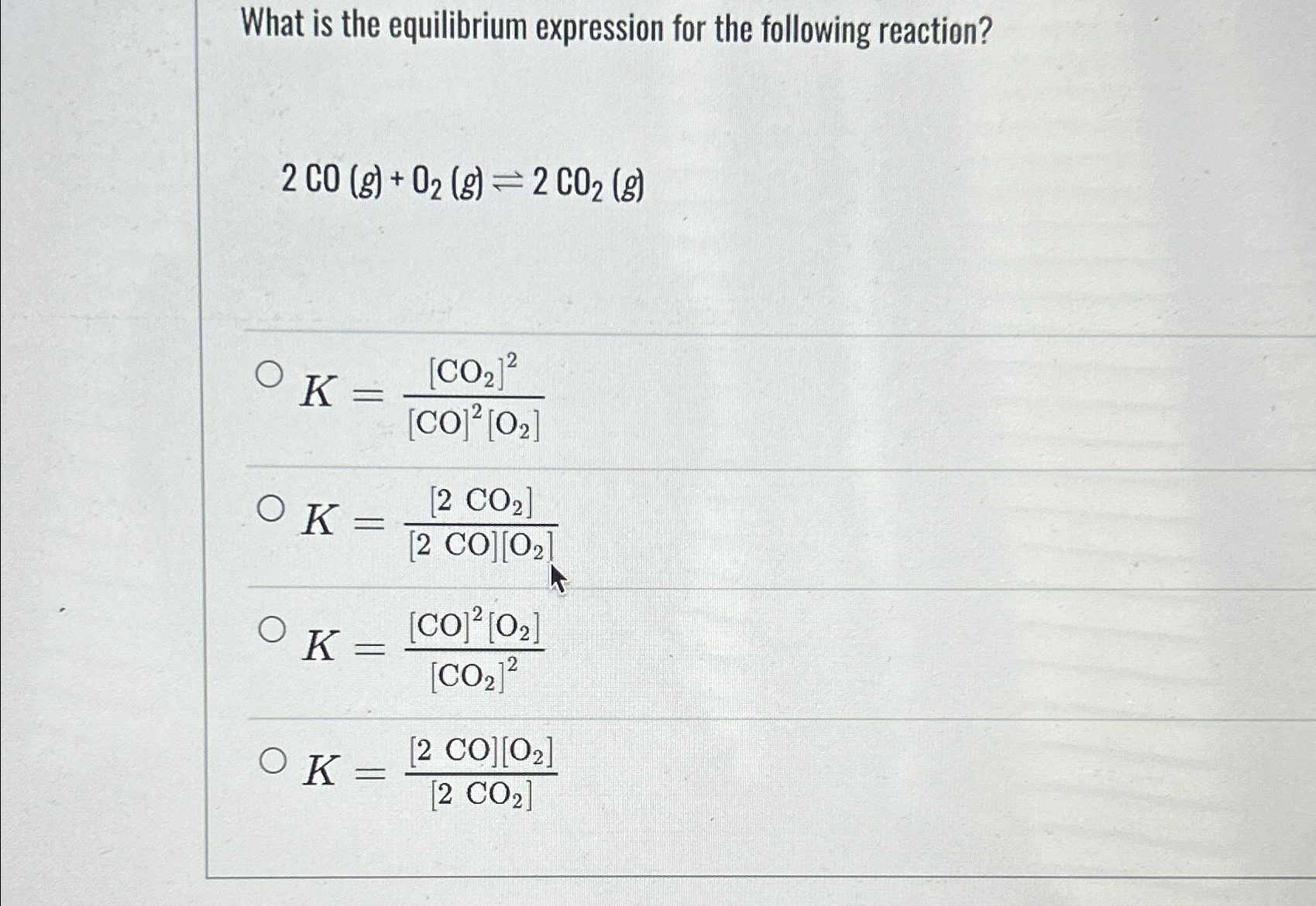 Solved What is the equilibrium expression for the following | Chegg.com
