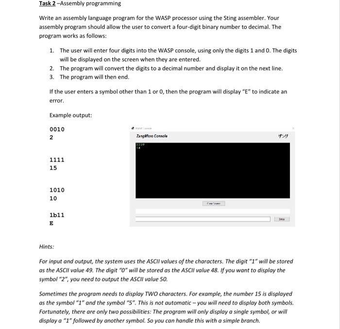 Solved Task 2 -Assembly programming Write an assembly | Chegg.com Solved Task 2 -Assembly programming Write an assembly | Chegg.com