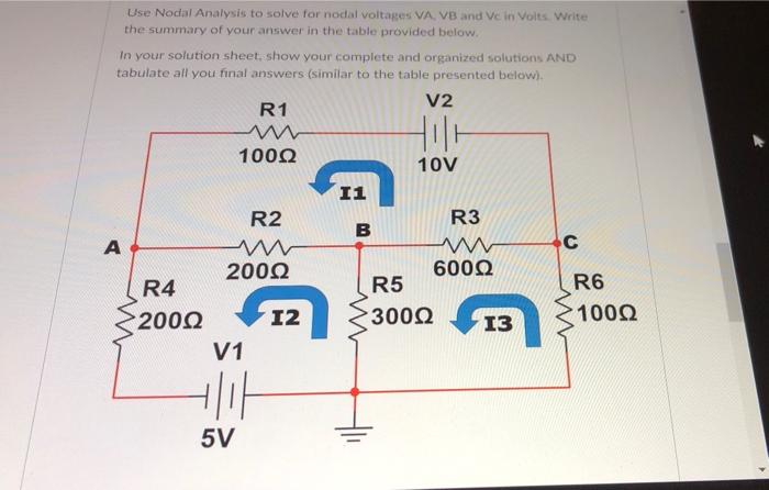 Solved Use Nodal Analysis to solve for nodal voltages VA VB | Chegg.com
