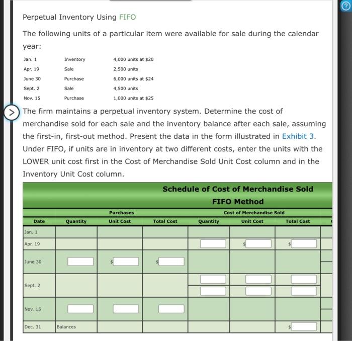 Solved Perpetual Inventory Using FIFO The following units of | Chegg.com