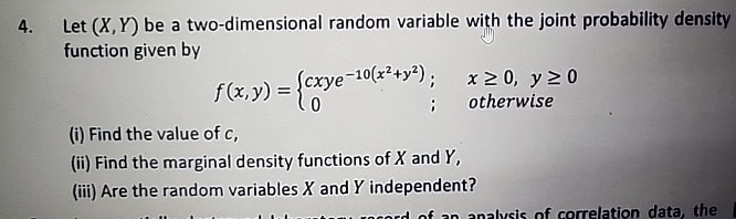 Solved Let (x,Y) ﻿be a two-dimensional random variable with | Chegg.com