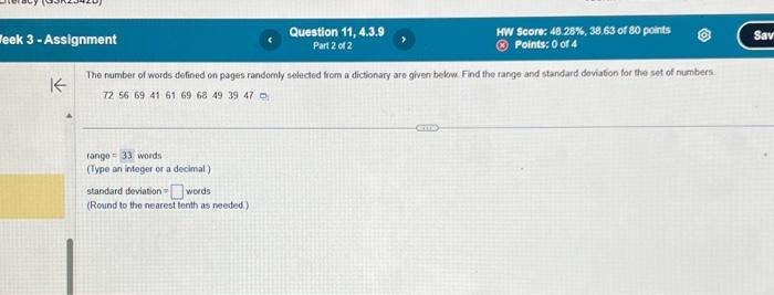 Solved Week 3-Assignment K range 33 words (Type an integer | Chegg.com