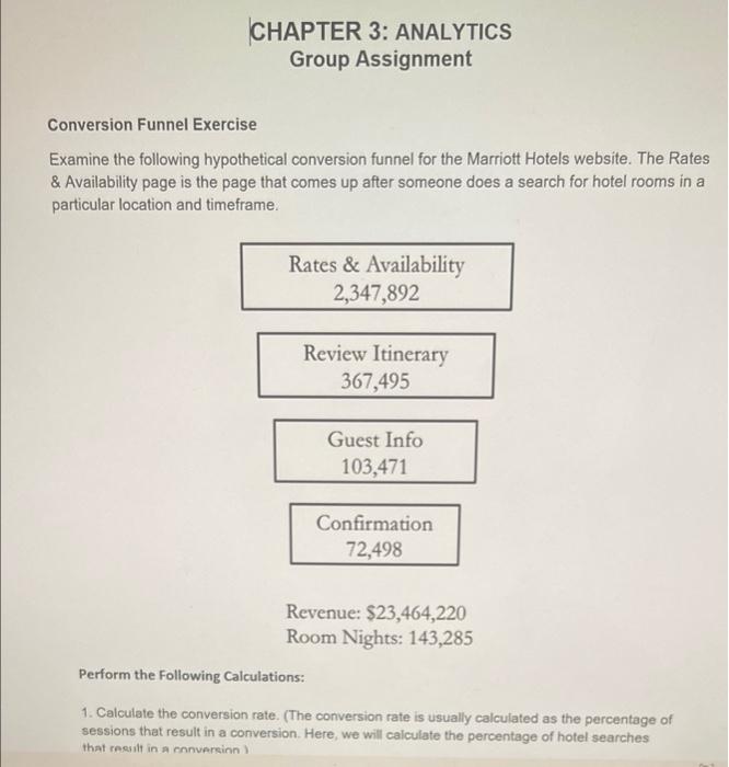 Solved CHAPTER 3: ANALYTICS Group Assignment Conversion | Chegg.com