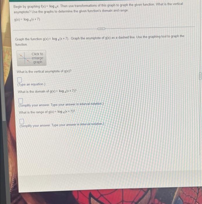 Solved Begin by graphing f(x) = log ex. Then use | Chegg.com