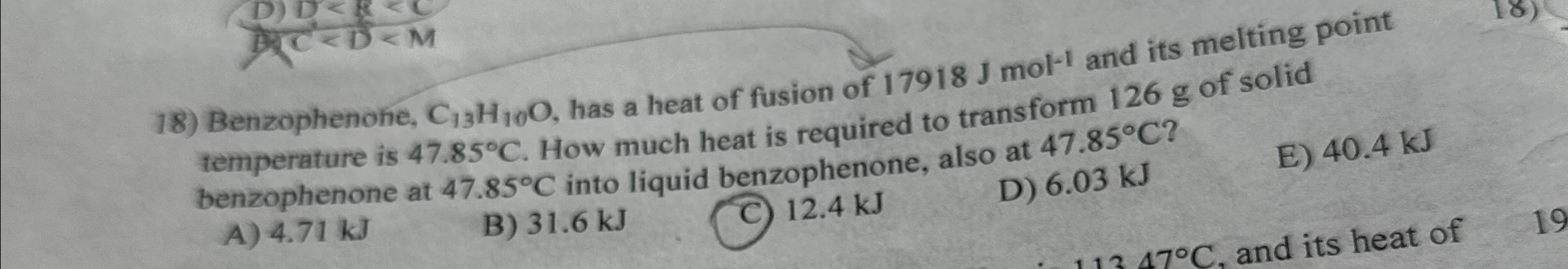 Solved Benzophenone, C13H10O, ﻿has a heat of fusion of | Chegg.com