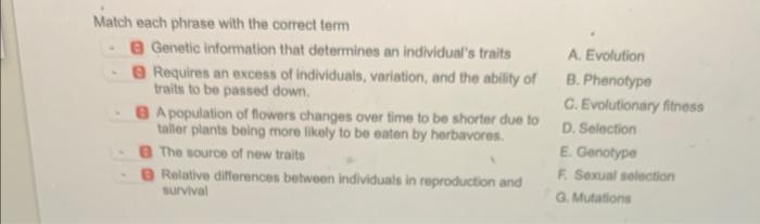 Solved Match each phrase with the correct term | Chegg.com