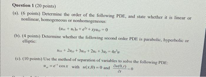 (a). (6 points) Determine the order of the following | Chegg.com