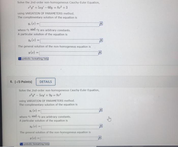 Solved Solve The 2nd Order Non Homogeneous Cauchy Euler