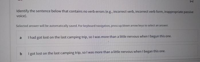 Solved Identify the sentence below that contains no verb | Chegg.com