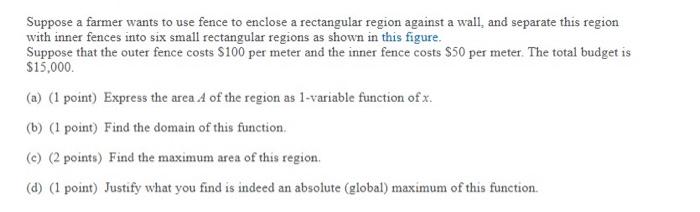 Solved wall outer fence inner fence + x Suppose a farmer | Chegg.com