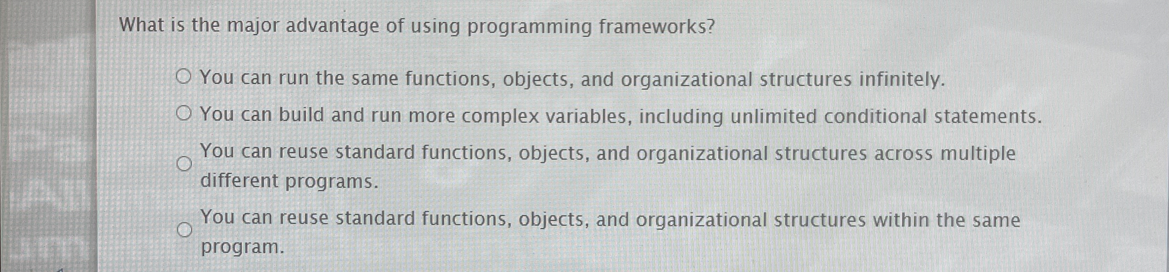 Solved What is the major advantage of using programming | Chegg.com